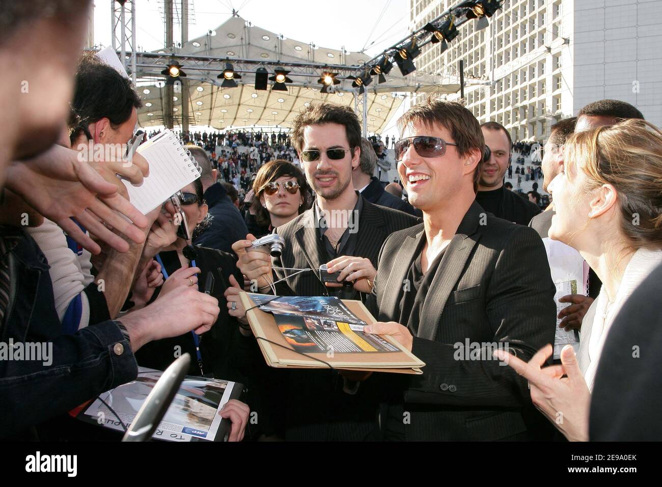 US actor Tom Cruise arrives by helicopter at La Defense, Paris business ...