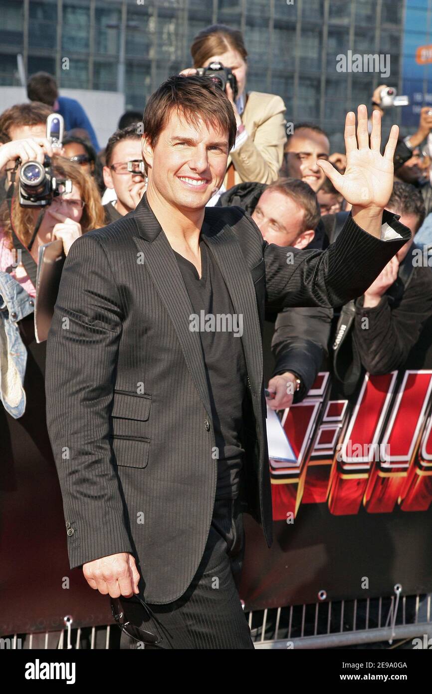 US actor Tom Cruise arrives by helicopter at La Defense, Paris business ...