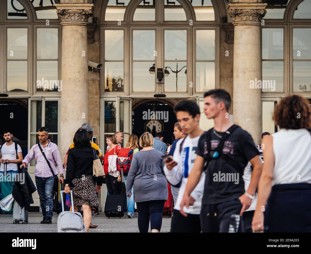 Paris, France - Oct 13, 2018: Parisian street scene with people ...