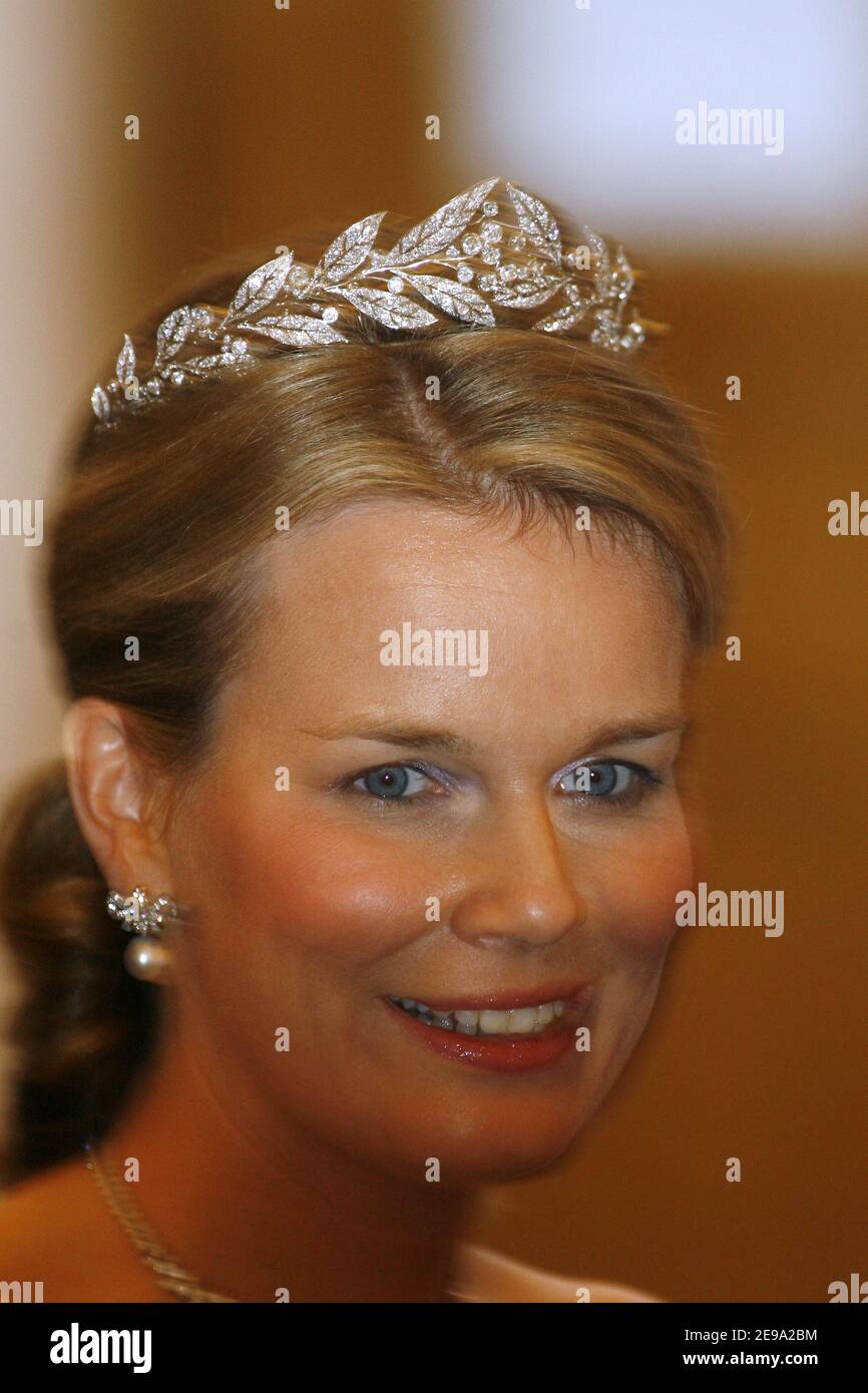 Princess Mathilde of Belgium arrives for the a concert given at ...