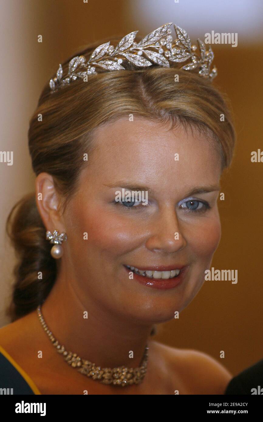 Princess Mathilde of Belgium arrives for the a concert given at ...
