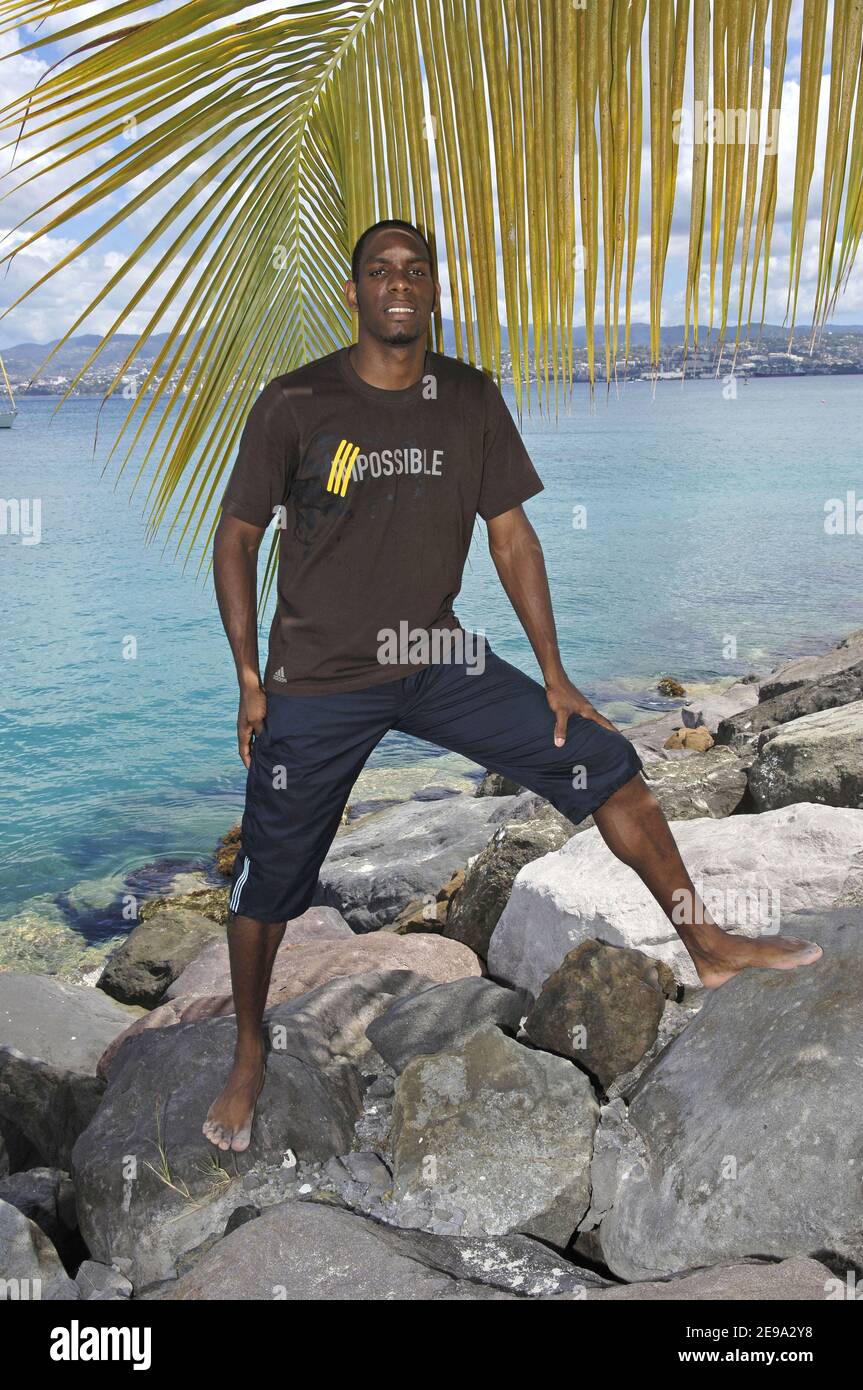 French athlet Ronald Pognon poses before the meeting of Fort de France ...