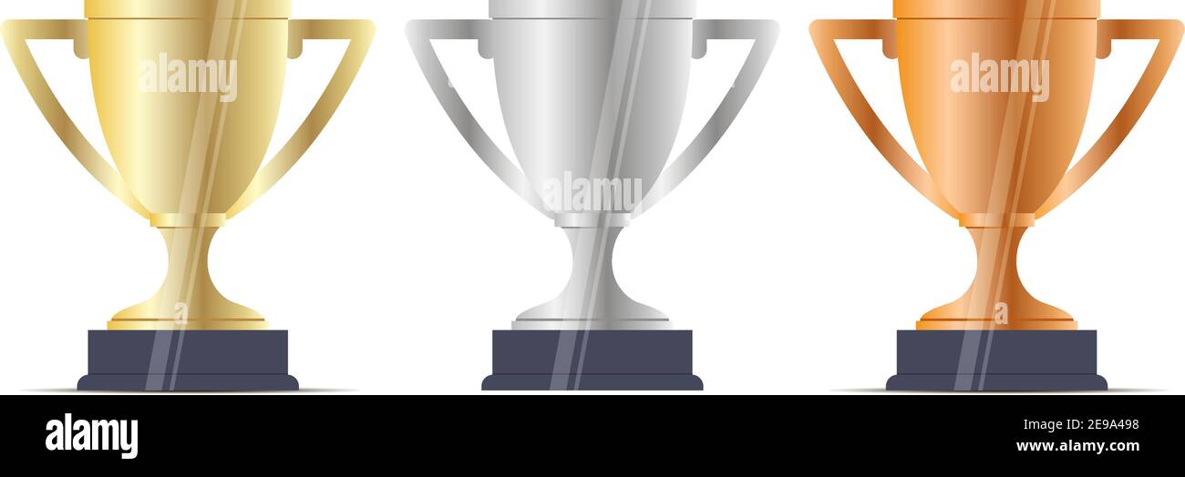 Winner Cup Reward Set. Gold, Silver, Bronze Trophy Award for Achieve ...