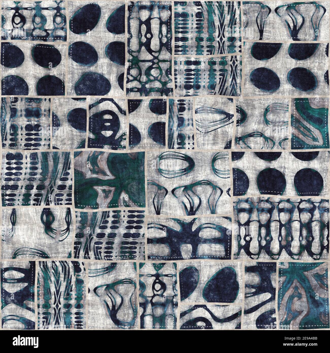 Seamless patchwork collage mix quilt pattern print Stock Photo - Alamy