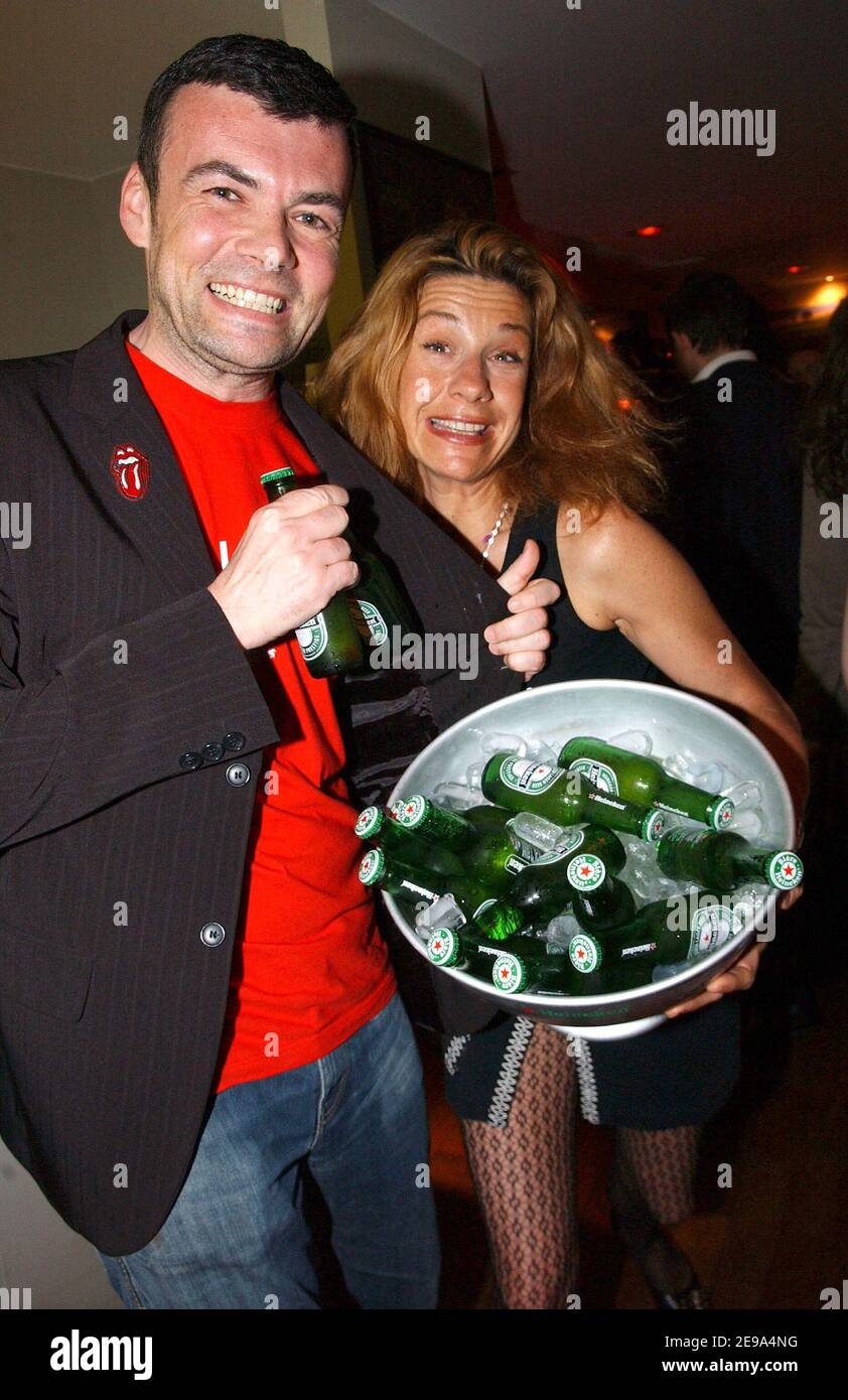 Xavier Anthony and Frigide Barjot attend a party for the new Heineken ...