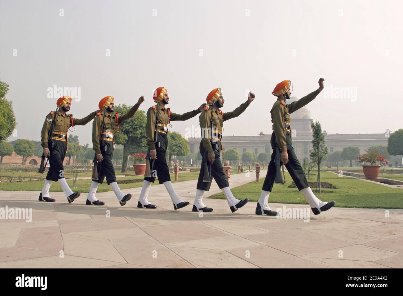 The presidential guard parades in the garden of the Presidential Palace ...