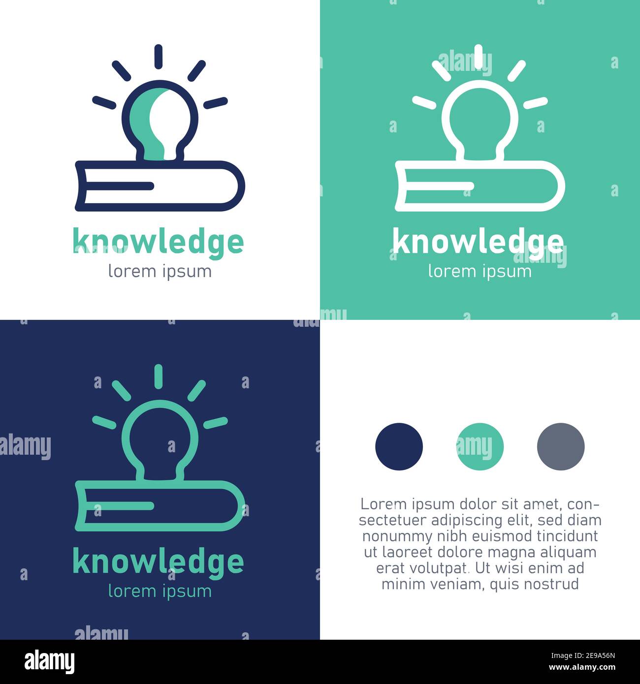 Blue and green book logo on white background : Education concept vector ...