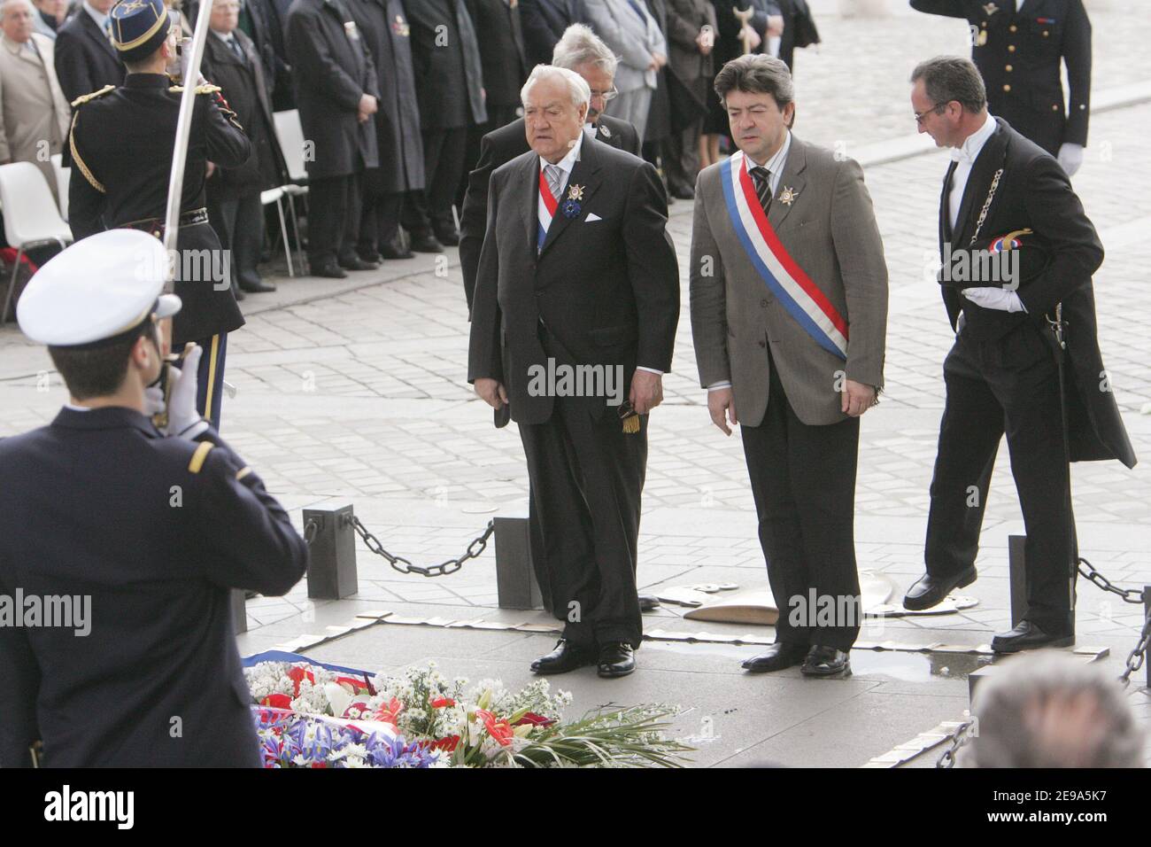 President of the French Senate Christian Poncelet and Jean-Luc ...