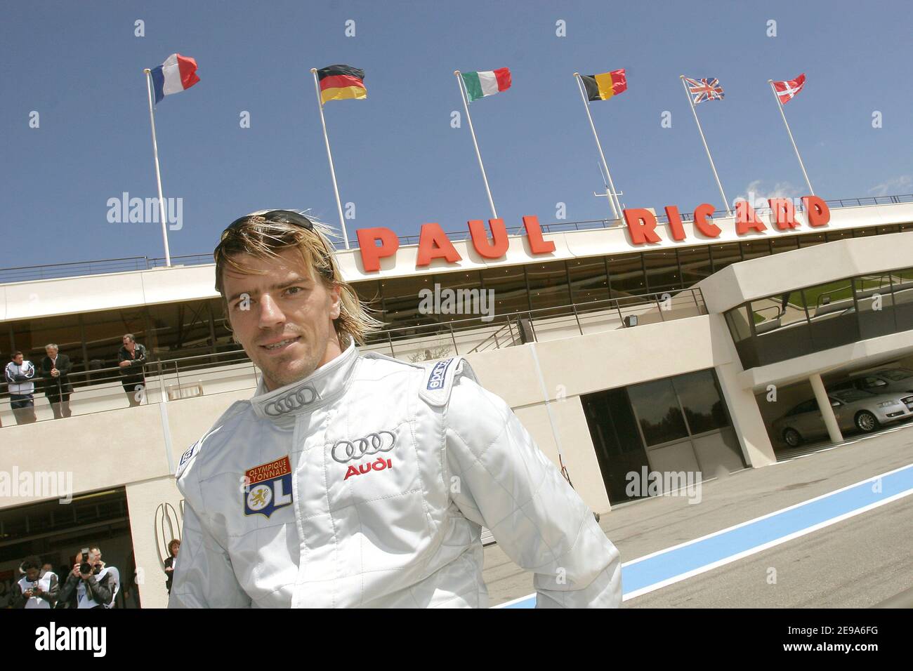 Olympique Lyonnais' Gregory Coupet during the Audi cars test at the ...