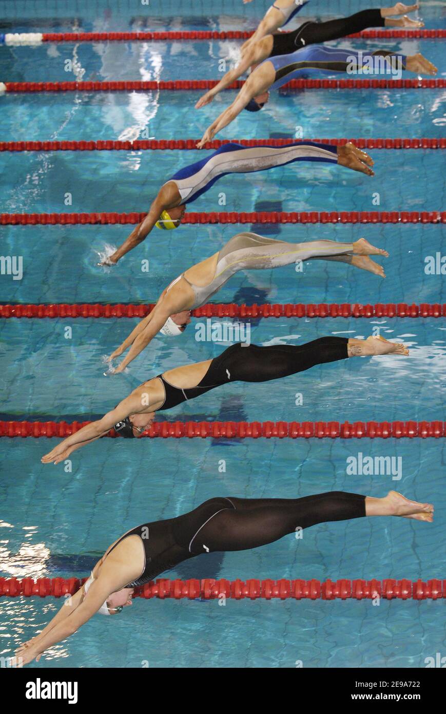 Illustration of start during the French Open swimming championships in ...