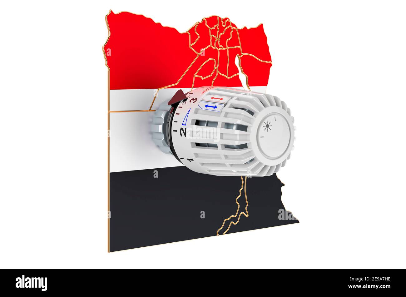 Saving heating consumption in Egypt, 3D rendering isolated on white ...