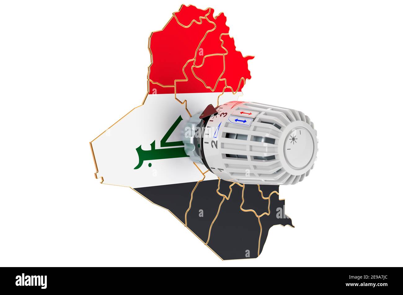 Saving heating consumption in Iraq, 3D rendering isolated on white ...
