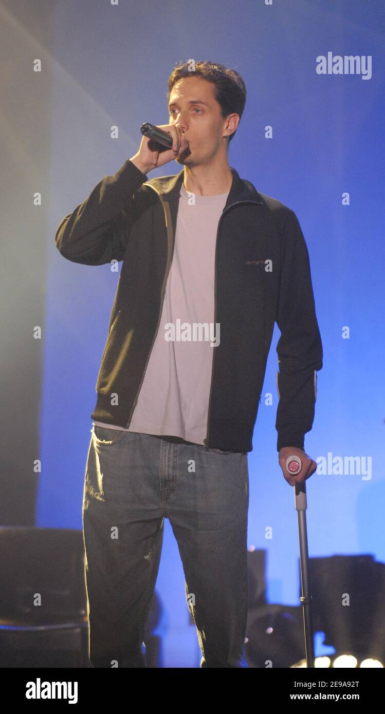 French singer Grand Corps Malade performs live on stage at La Cigale ...