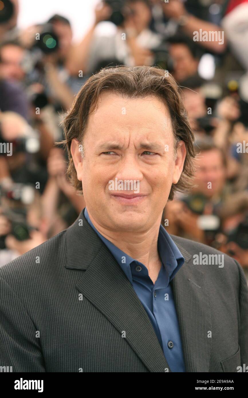 US actor Tom Hanks poses at a photocall for Ron Howard's film The Da ...