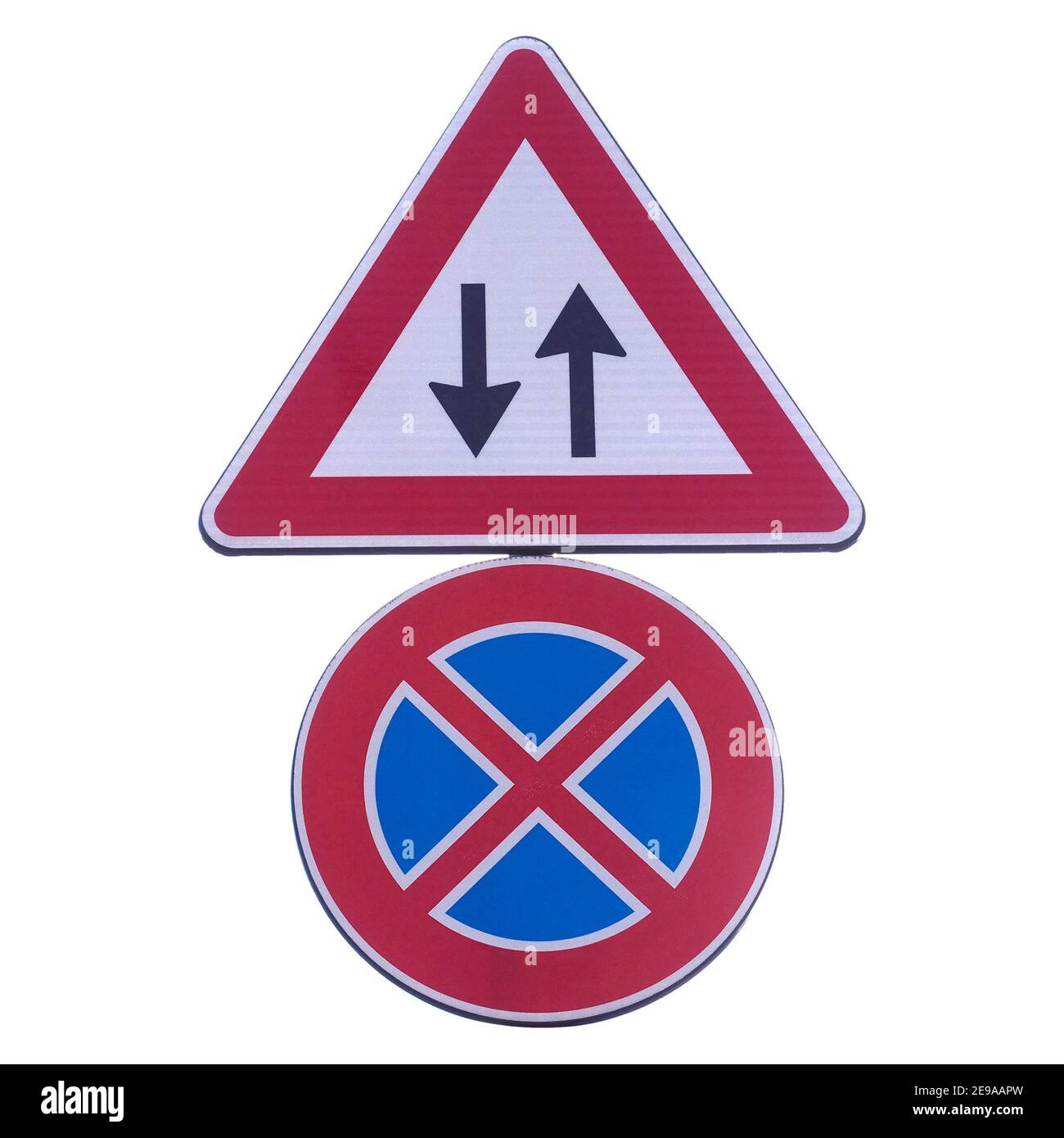 both ways and no parking and no stopping traffic sign isolated over ...