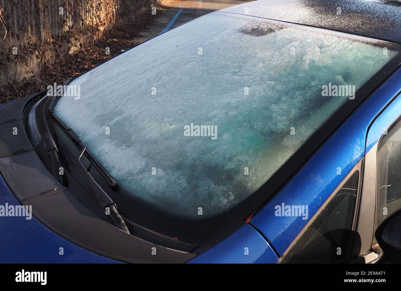 ice on a car windshield in a cold winter day Stock Photo - Alamy