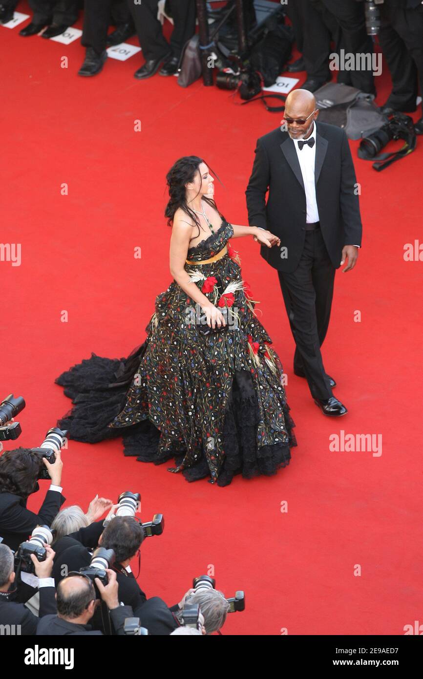 Italian actress Monica Bellucci and US actor Samuel L. Jackson arrive ...