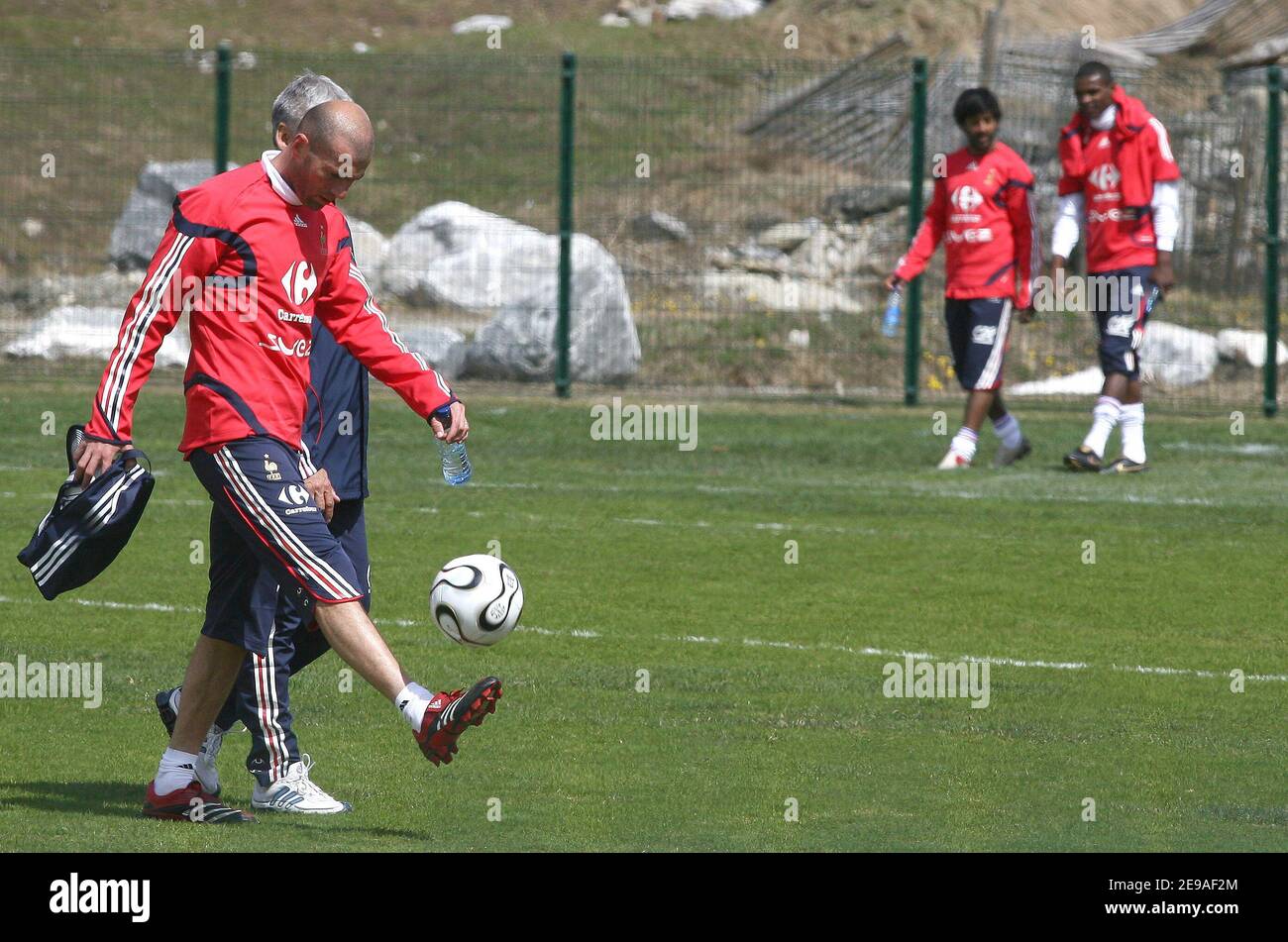 France's Zinedine Zidane pictured during a training session in Tignes ...
