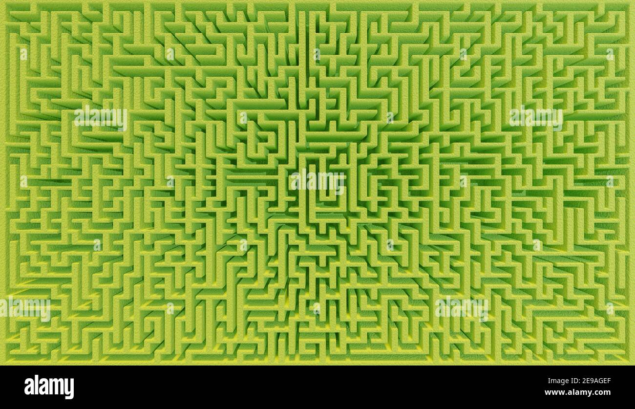 zenithal view of a very large green bush maze with wide-angle lens ...