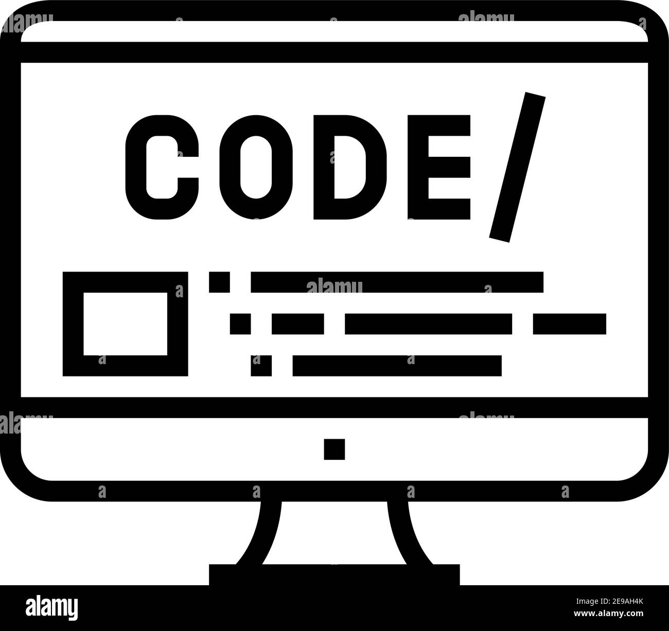 code on computer screen line icon vector illustration Stock Vector ...