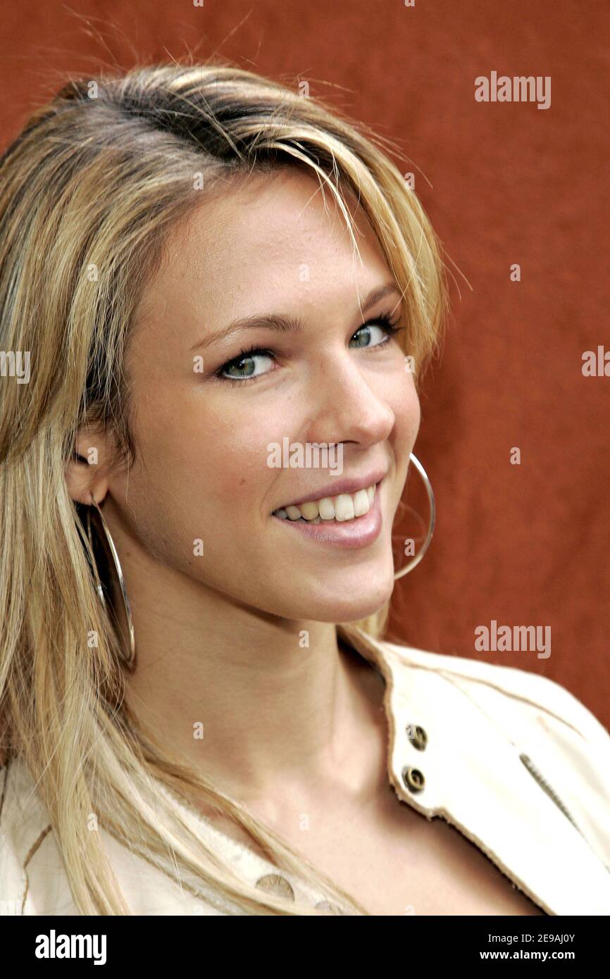 French singer Lorie poses in the 'VIP Village' during the second day of ...