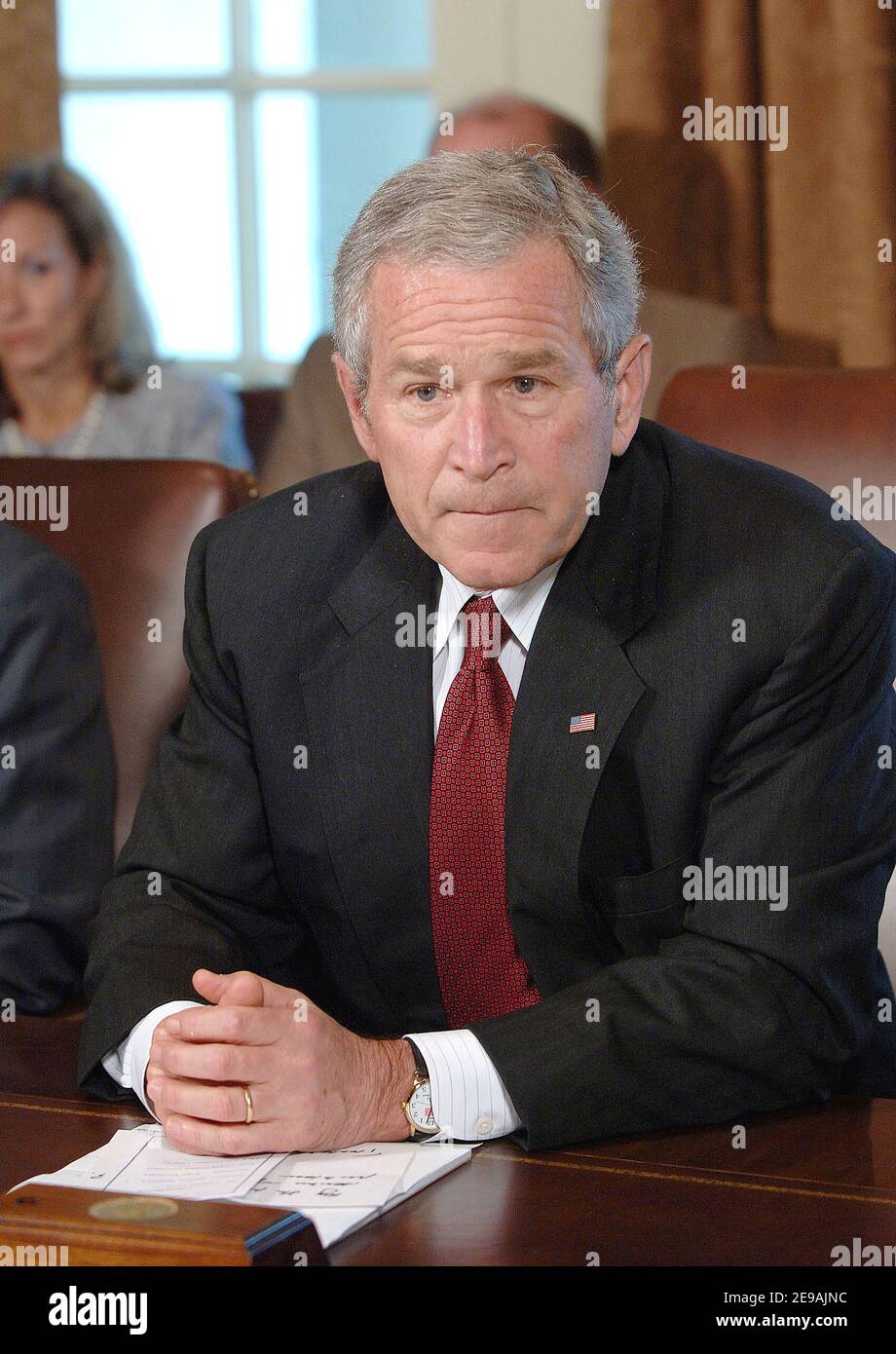 President George W Bush meets with his Cabinet at the White House in ...