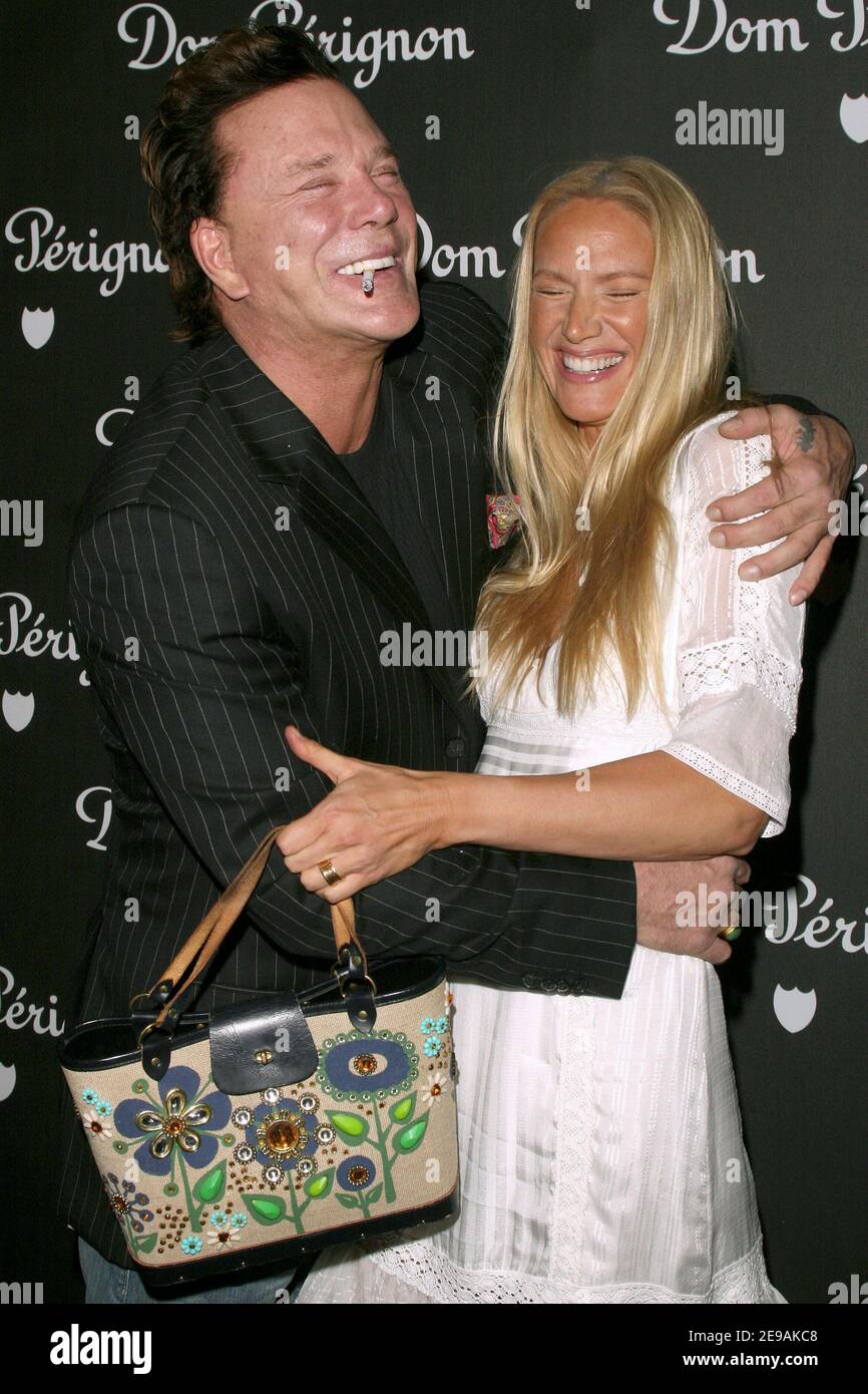 Mickey Rourke and Kelly Lynch arrive at the Dom Perignon, Karl ...