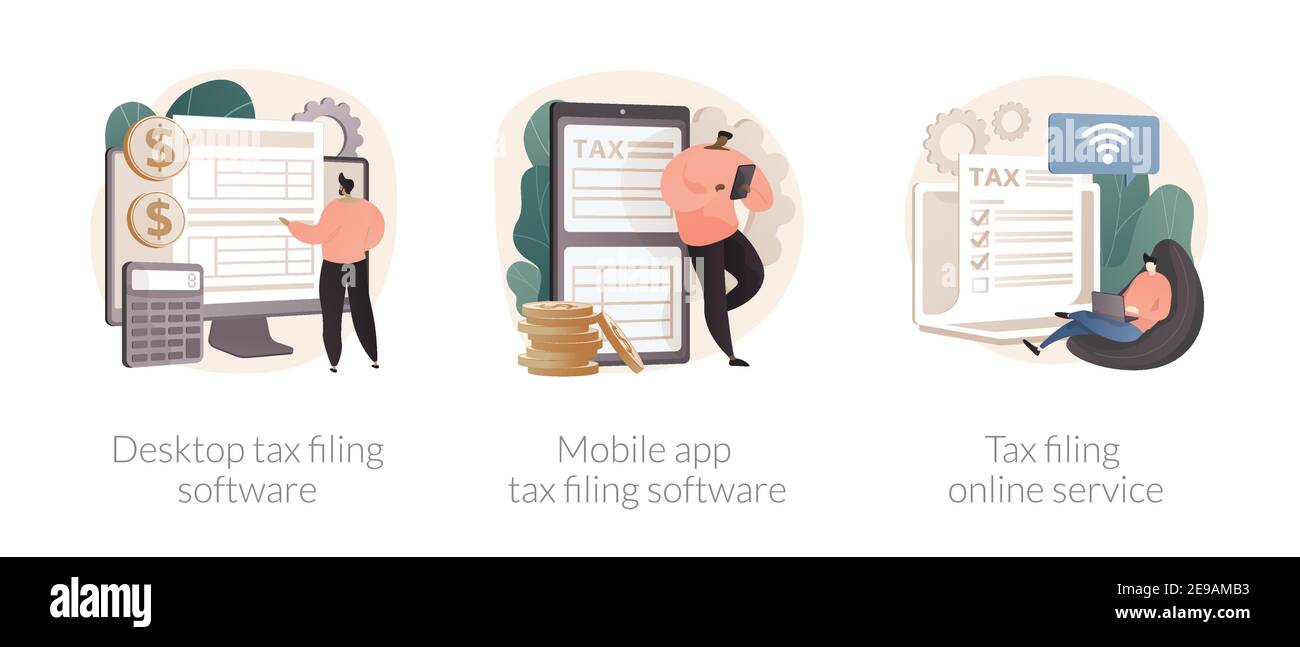 Tax software program abstract concept vector illustrations Stock Vector ...