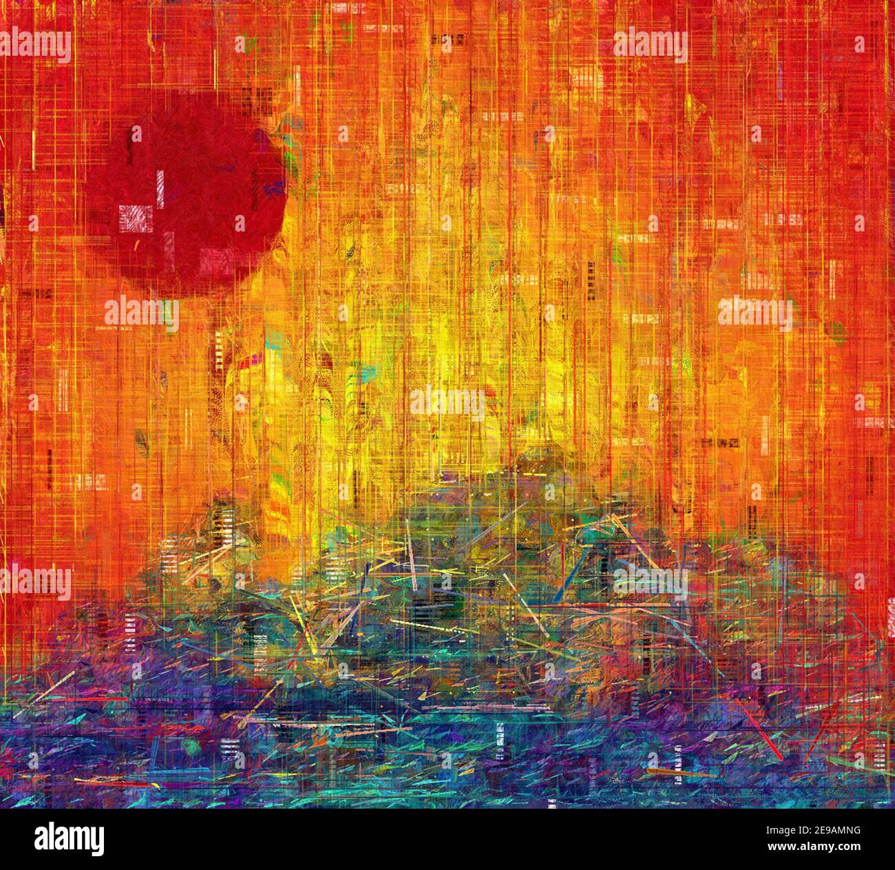 Abstract painting. Red Sunset. 3D rendering Stock Photo - Alamy