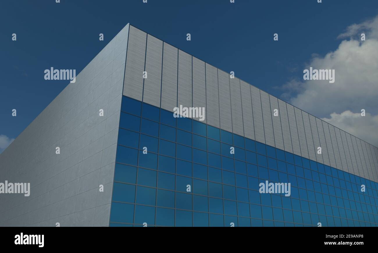 3D rendering of a modern building facade with glass windows Stock Photo ...
