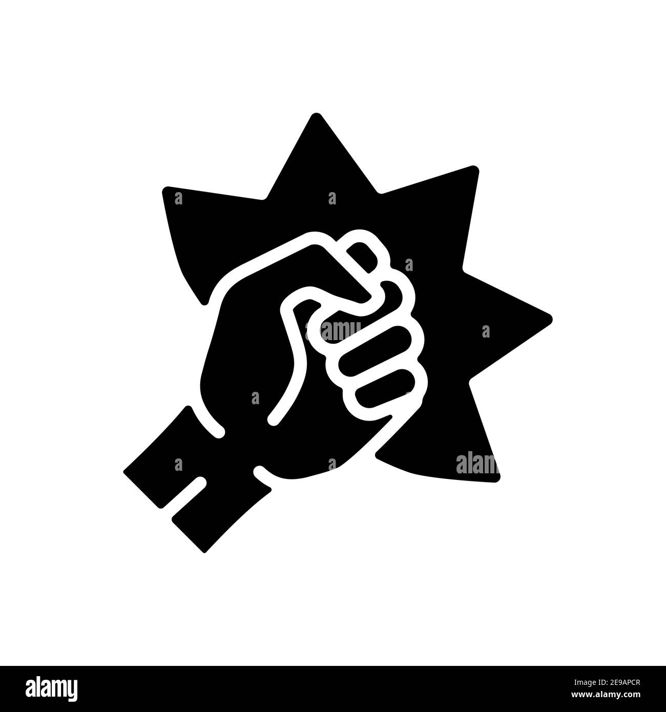 Punch, raised up clenched fist vector glyph icon. Demonstration ...