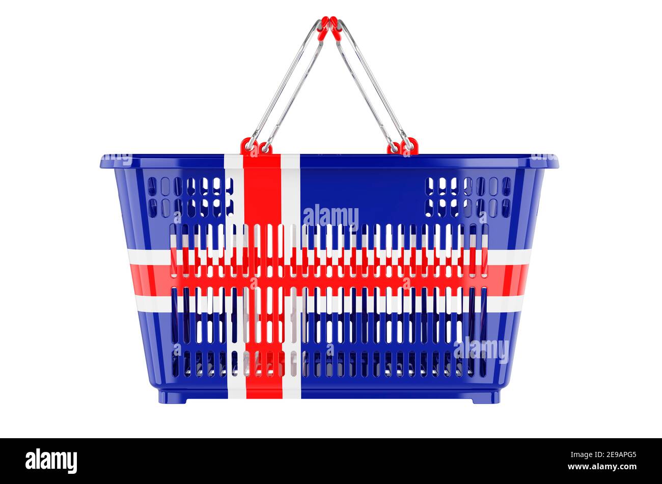 Shopping basket with Icelandic flag, market basket or purchasing power ...