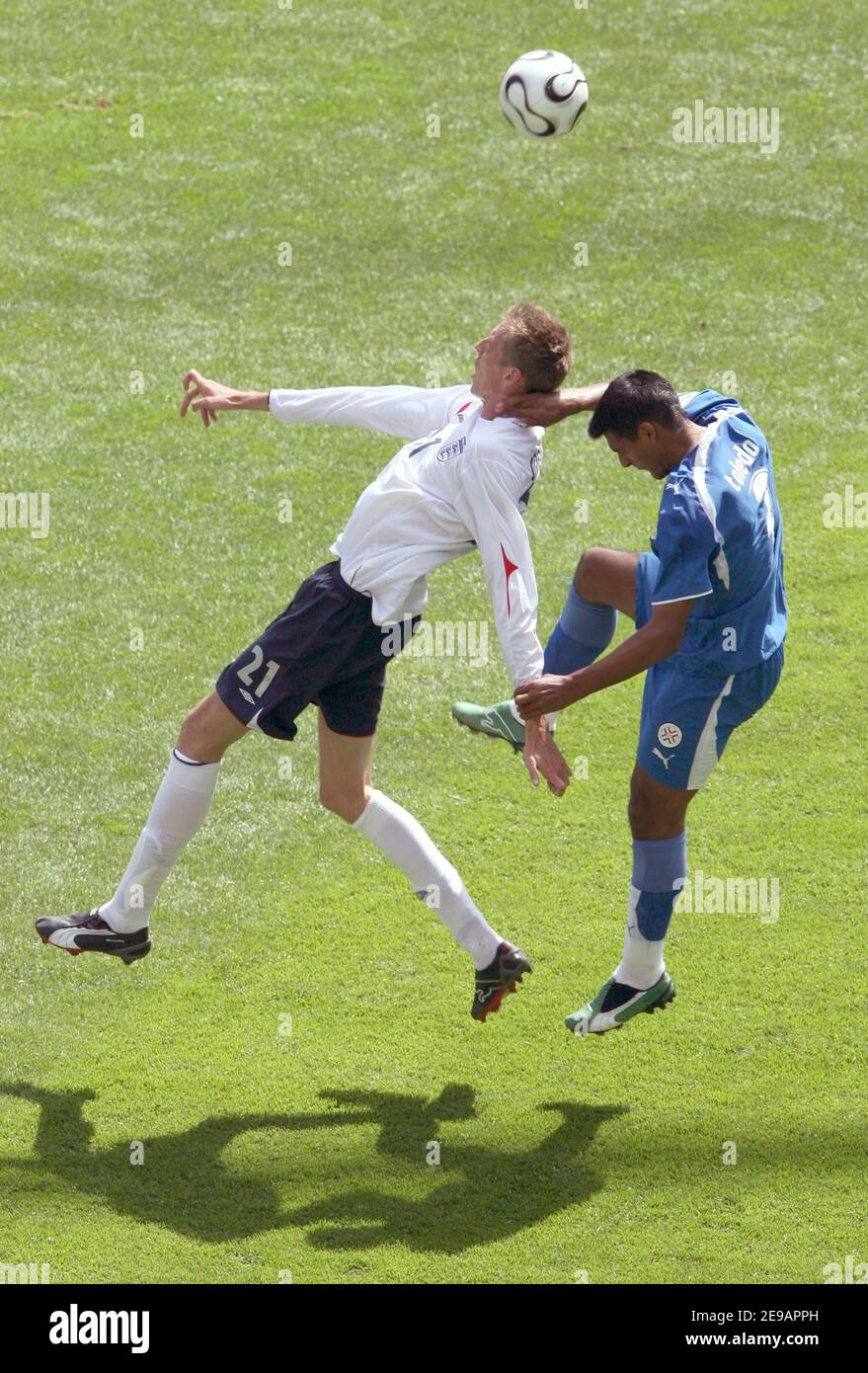 England's Peter Crouch and Paraguay's Delio Toledo during the World Cup ...