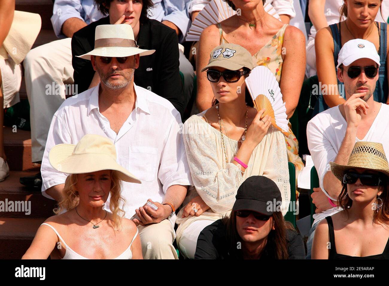 Jean Reno and girlfriend during the men's final of the French Tennis ...