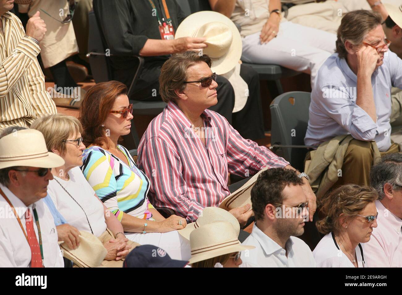Bernard Tapie with his wife during the men's final of the French Tennis ...