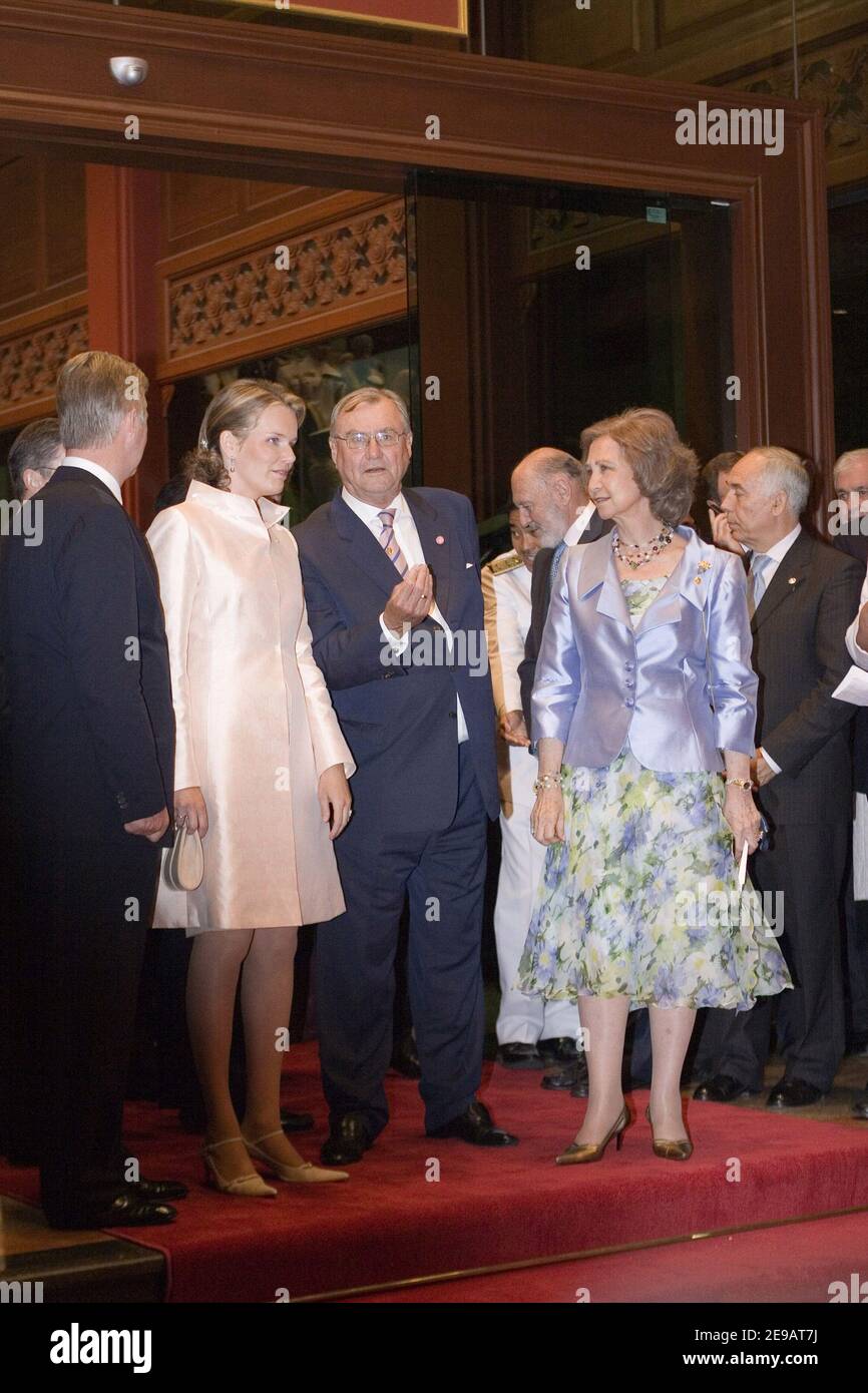Princess Mathilde and Crown Prince Philippe of Belgium with Queen Sofia ...