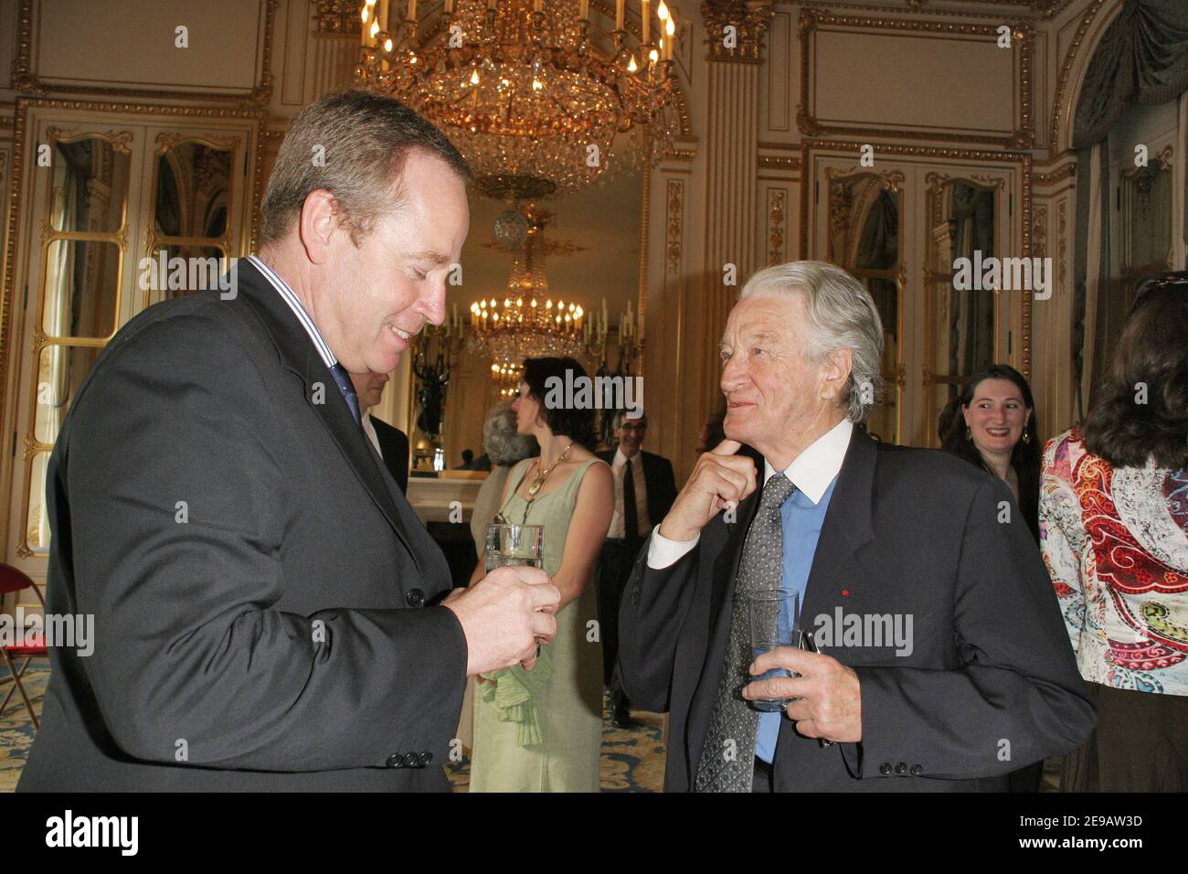 Roland Dumas and Renaud Donnedieu De Vabres after a ceremony where ...