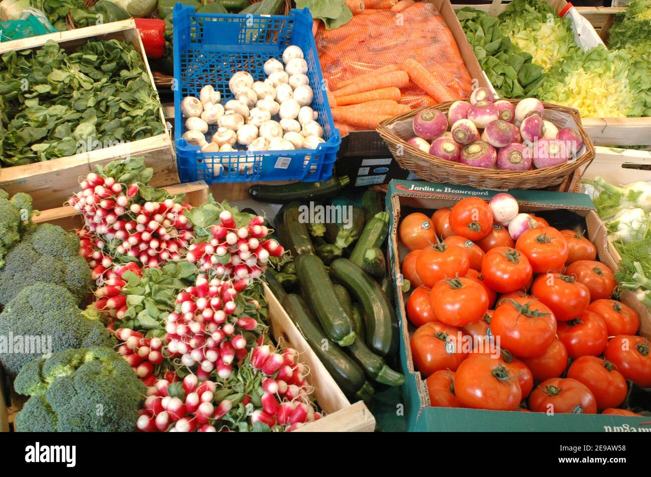 Fresh French products on sale in Parisian markets in Paris, France on ...