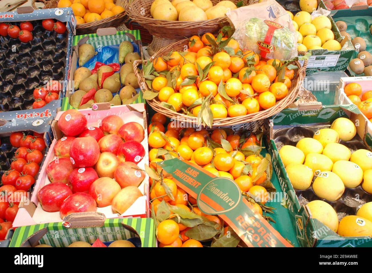 Fresh French products on sale in Parisian markets in Paris, France on ...