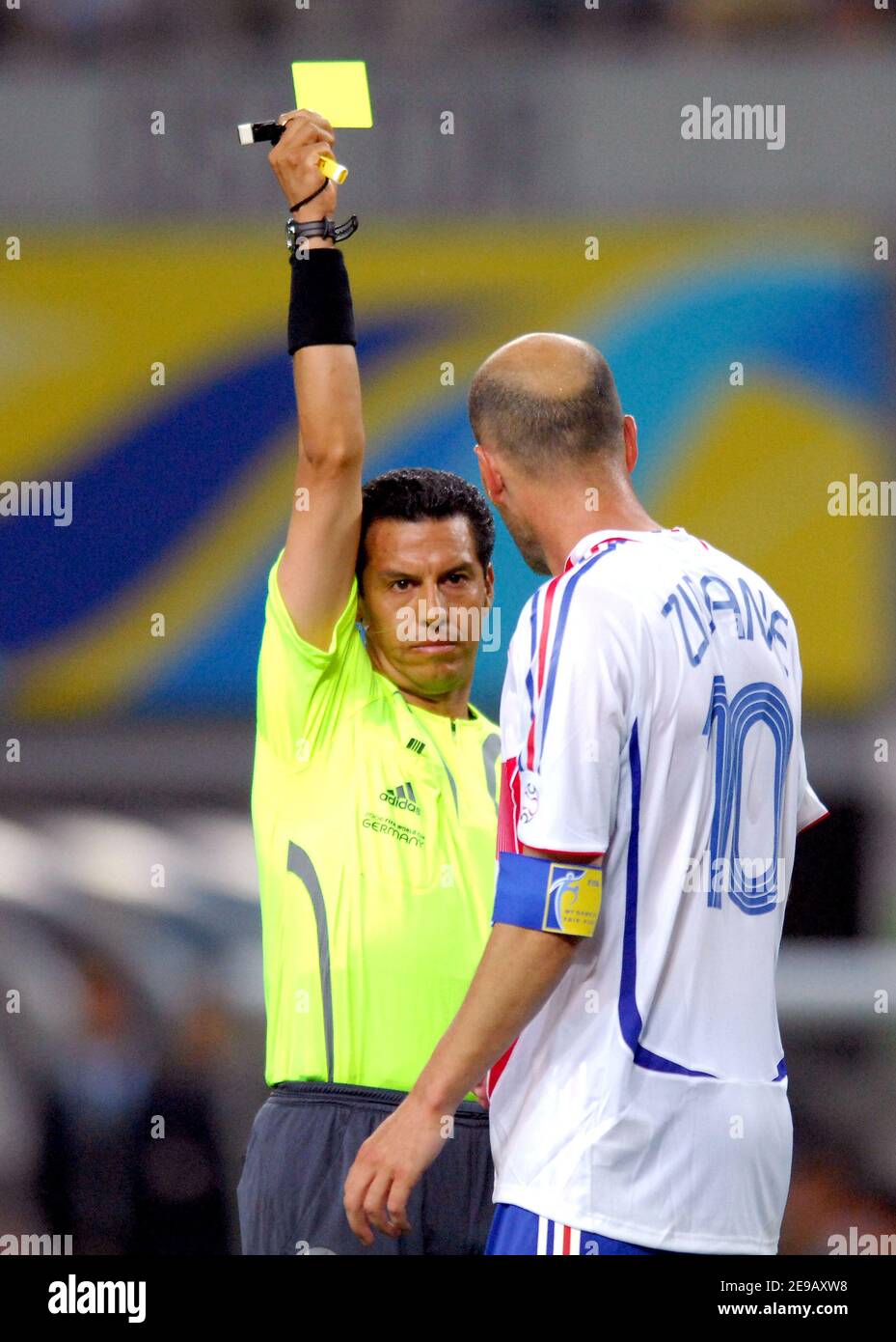 France's Zinedine Zidane and referee during the World Cup 2006, Group G ...