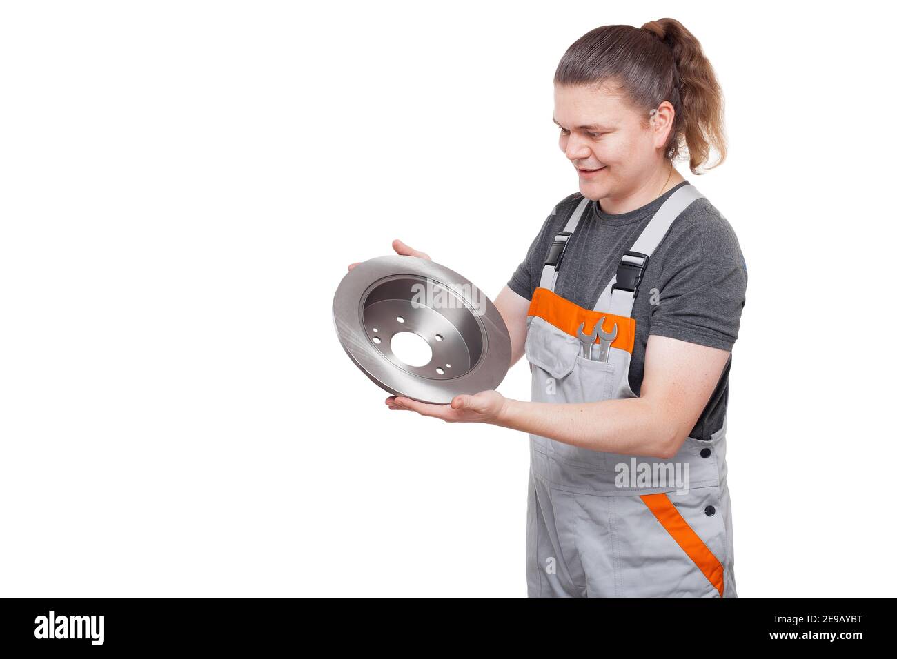 Mechanic holding spanner wrench circle Cut Out Stock Images & Pictures ...