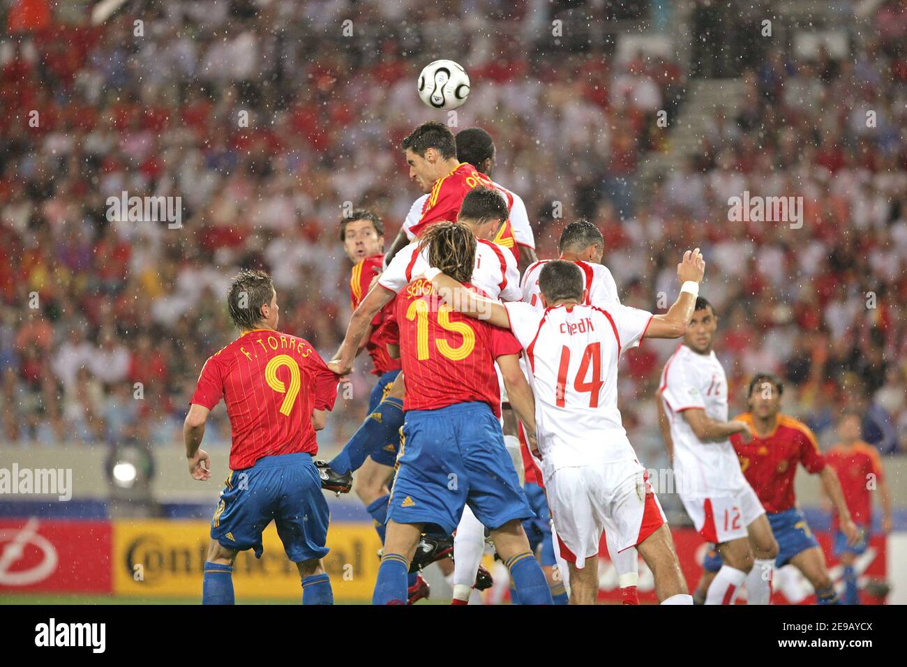 A confuse action during the World Cup 2006, Group H, Spain vs Tunisia ...