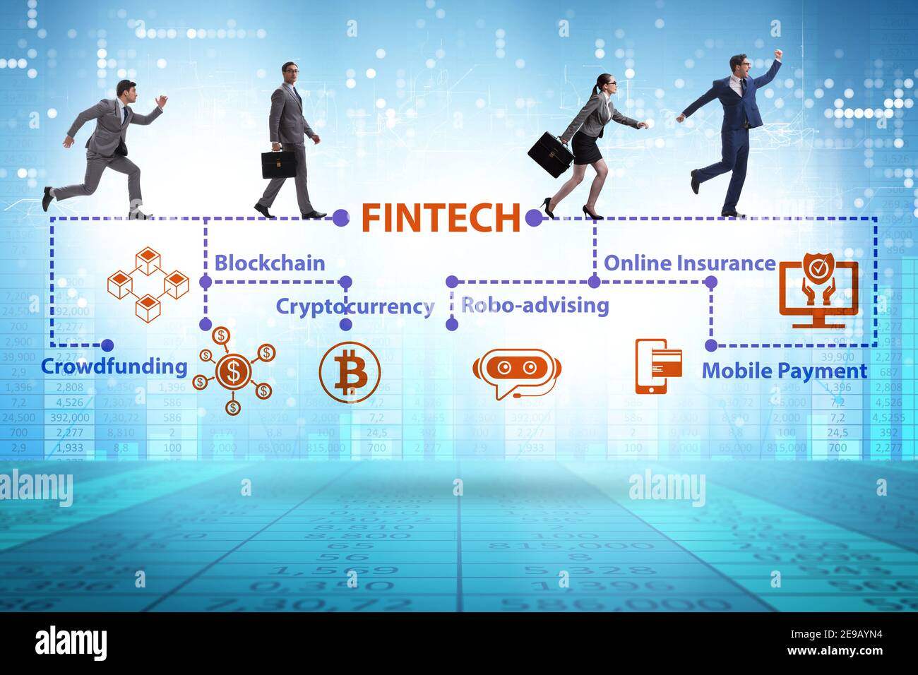 Financial technology concept with the business people Stock Photo - Alamy