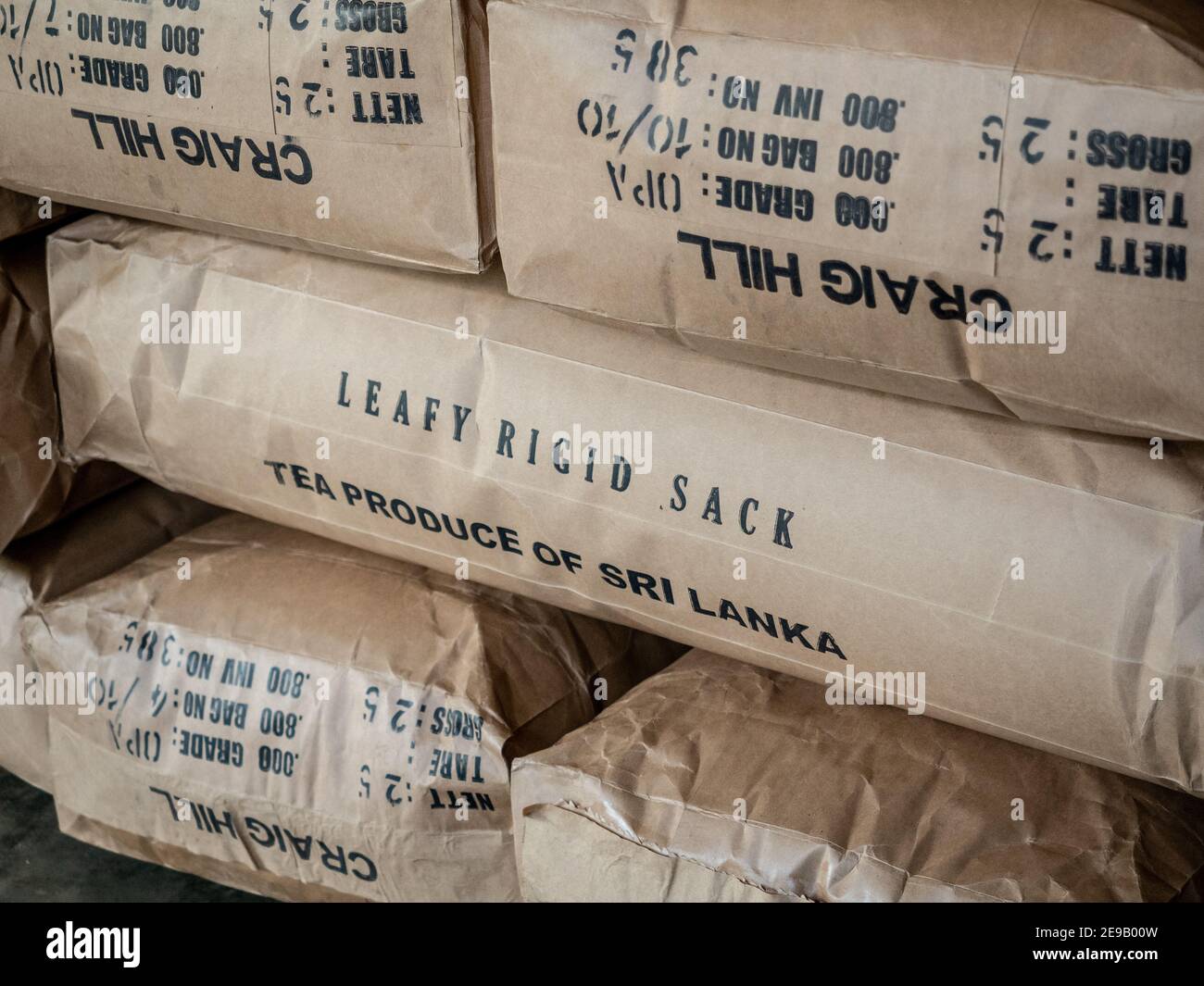 RAMBODA, SRI LANKA - March 13, 2019: Tea from Sri Lanka in big paper ...