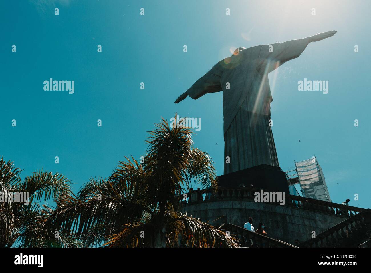 Low angle shot of a huge statue of Jesus made of stone Stock Photo - Alamy