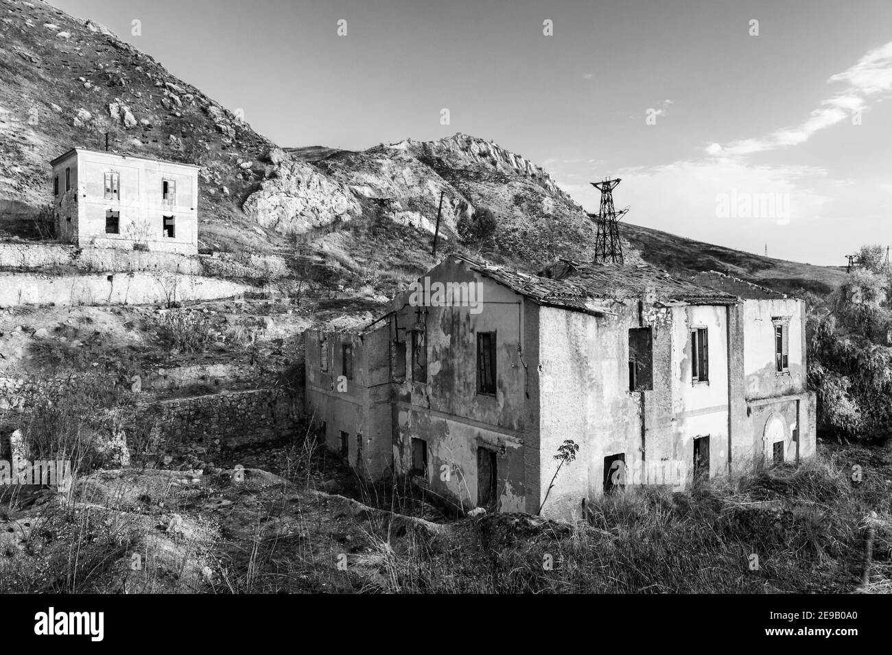 Abandoned buildings and machinery of the mining complex Trabia ...