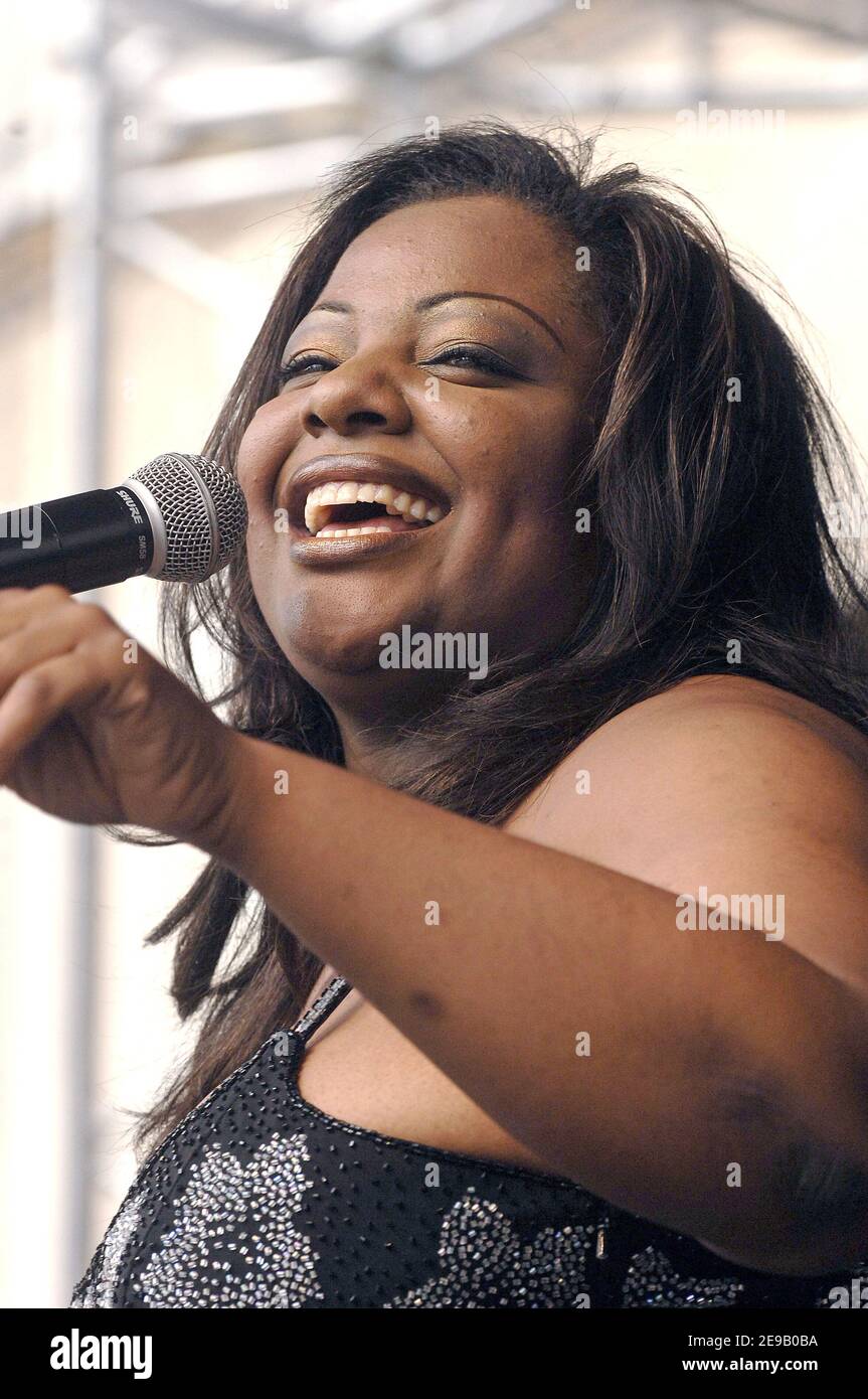 EXCLUSIVE. Singer Dominique, finalist of 'Nouvelle Star 2006') performs ...