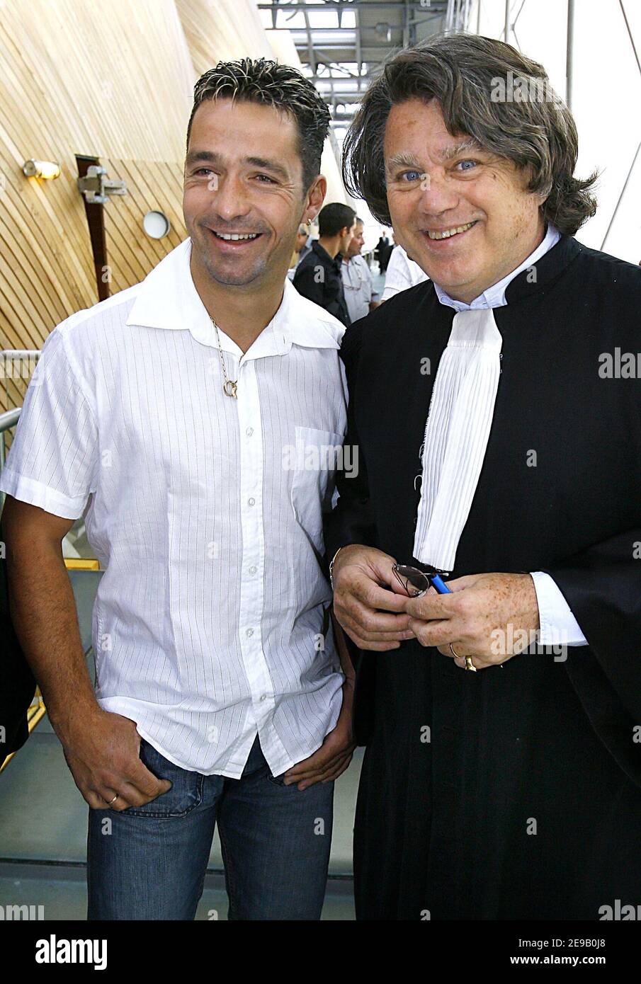 Former professional rider Laurent Roux and his lawyer Gilbert Collard ...