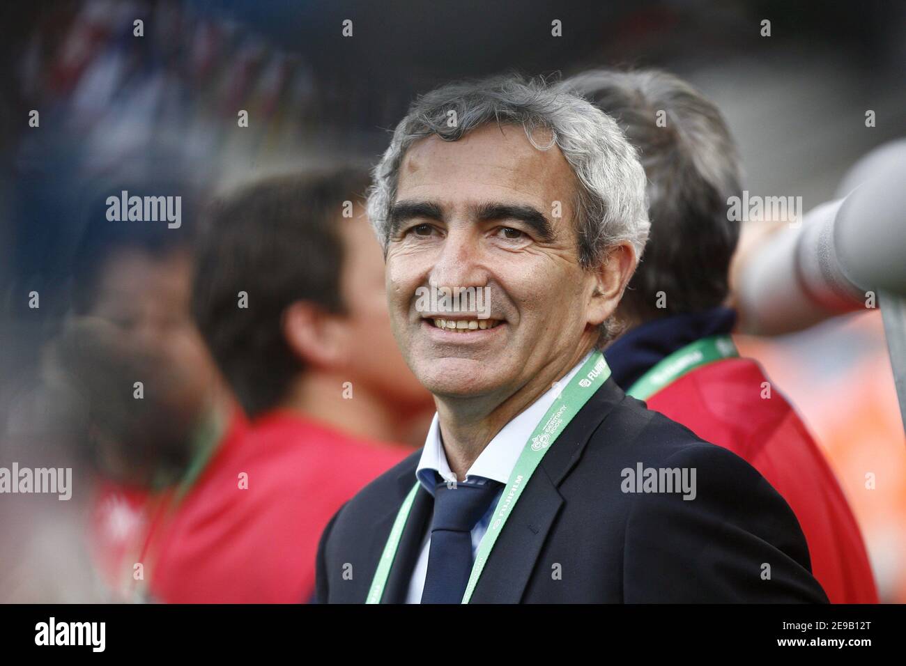 French coach Raymond Domenech jubilates after the victory during the ...