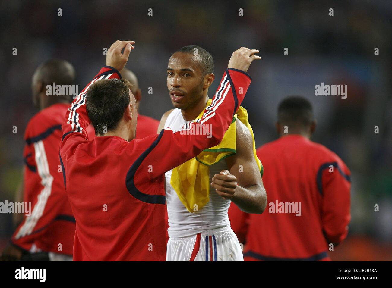 France's Thierry Henry and Franck Ribery celebrate after the 2006 FIFA ...